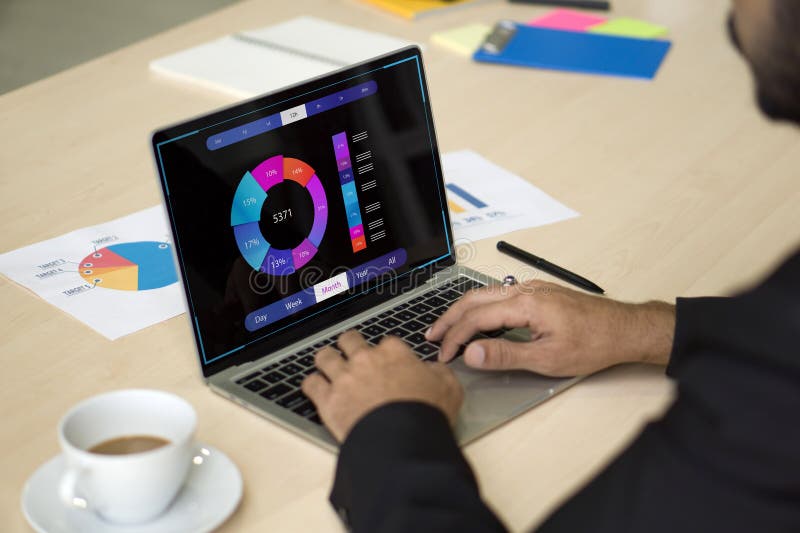 Analyst Working with Business Analytics and Data Management System on ...