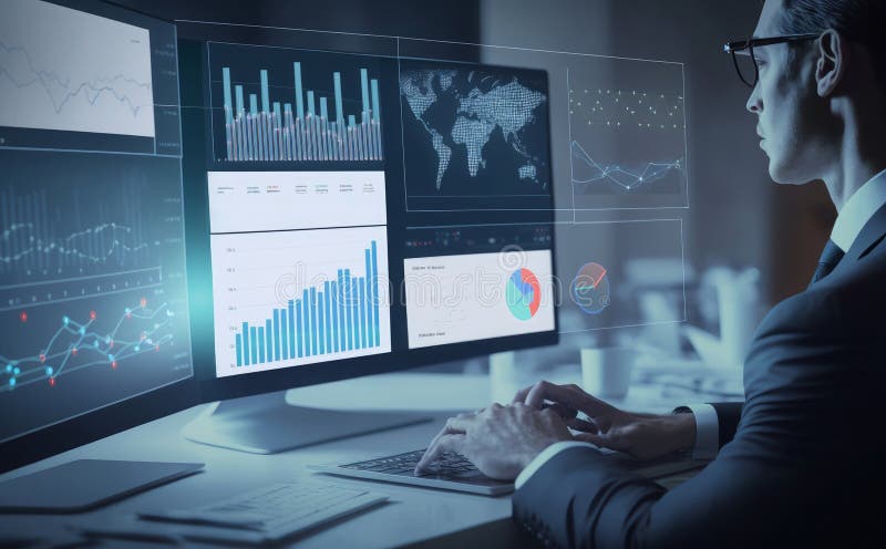 Analyst Working with Business Analytics and Data Management System on ...