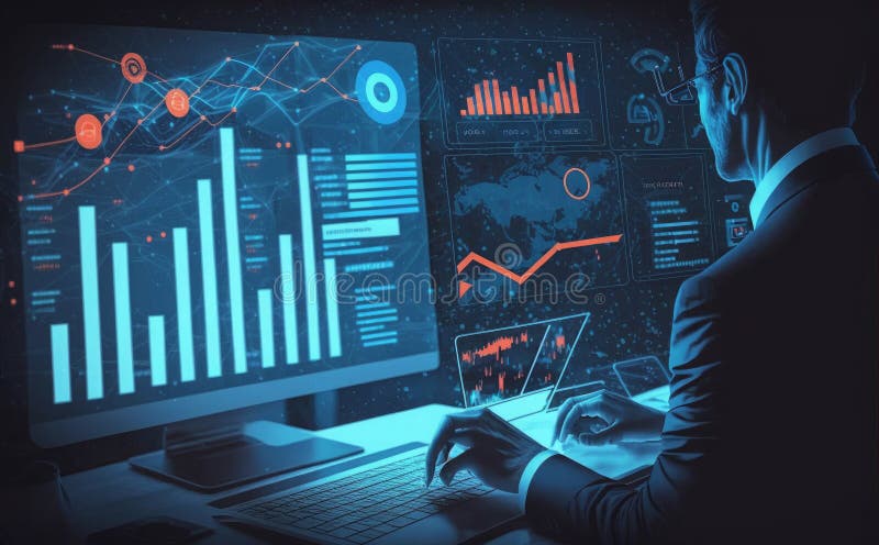 Analyst Working with Business Analytics and Data Management System on ...