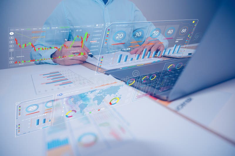 Analyst Working with Business Analytics and Data Management System on ...