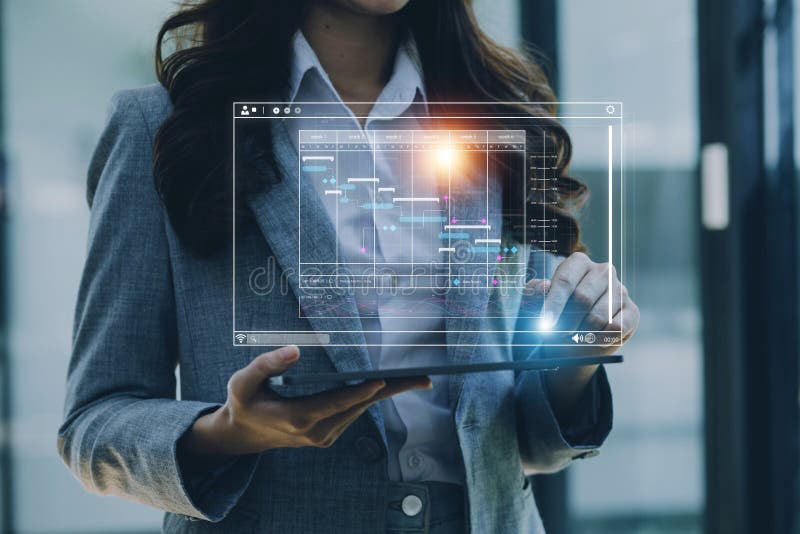 Analyst Working with Computer in Business Analytics and Data Management System To Make Report ...