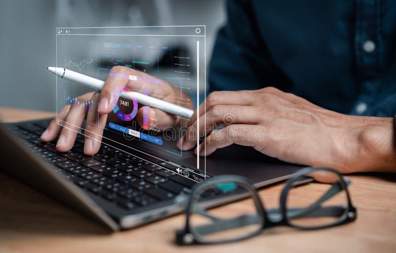 Analyst Working with Computer in Business Analytics and Data Management ...