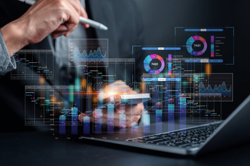 Analyst Working with Computer in Business Analytics and Data Management ...