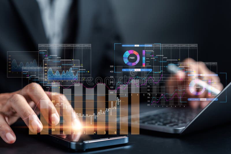 Analyst Working with Computer in Business Analytics and Data Management System To Make Report ...