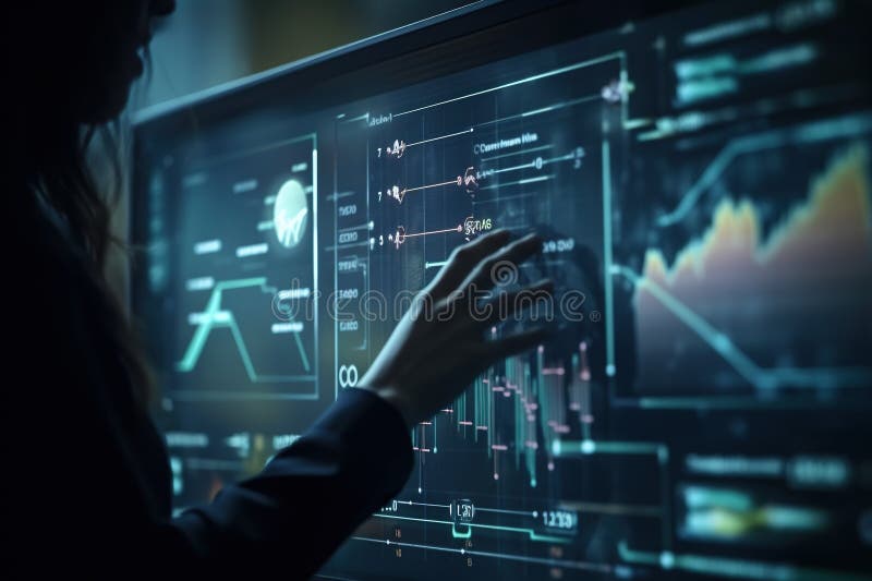 Analyst Working with Computer in Business. Management System To Make ...