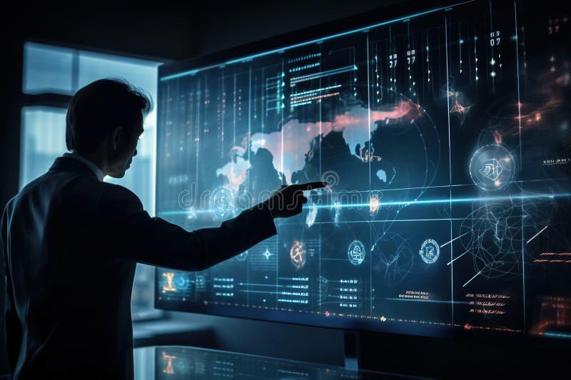 Analyst Working with Computer in Business. Management System To Make ...