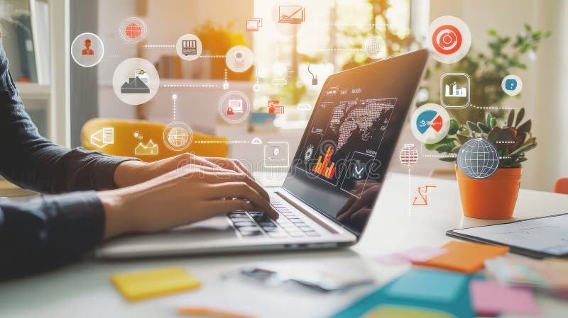 Analyst Working on Laptop, Data Analysis, Office, Business Strategy ...