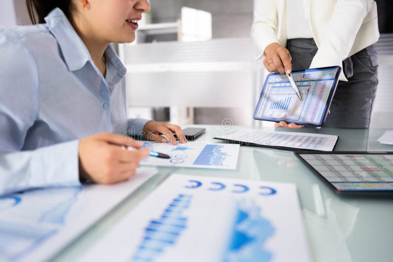 Analyst Working with Spreadsheet Business Data Stock Photo - Image of ...