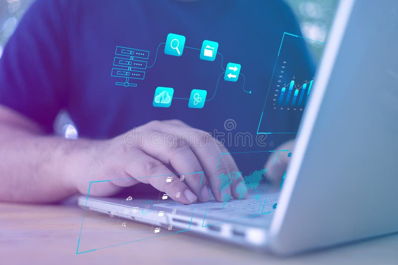 The Analyst Works on a Laptop Showing Data Business Analysis and Data ...