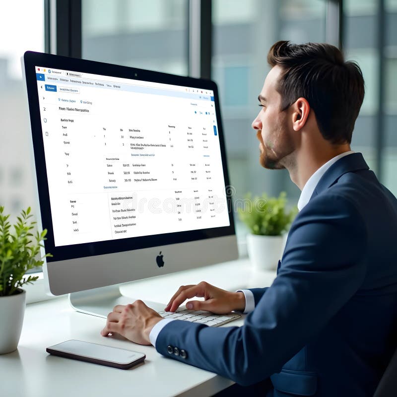 Analyst Works on Personal Computer Showing Business Analytics Dashboard ...