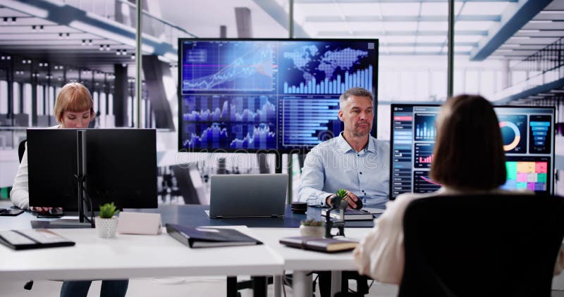 Analysts Using Performance Dashboard on Screens Stock Image - Image of ...