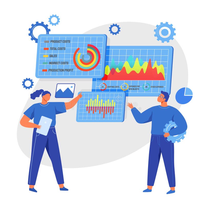 Analysts Working with Diagram. People Work with Statistics, Business Planning, Strategy ...