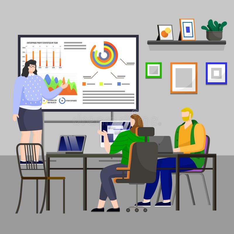 Analysts Working with Diagram. People Work with Statistics, Business ...
