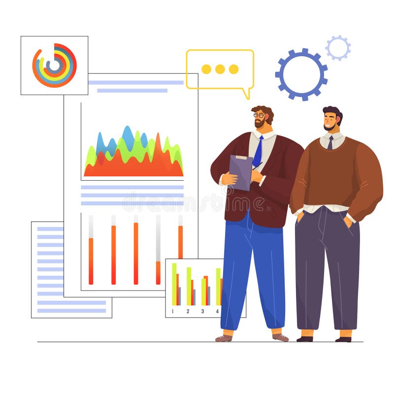 Analysts Working with Diagram. People Work with Statistics, Business ...