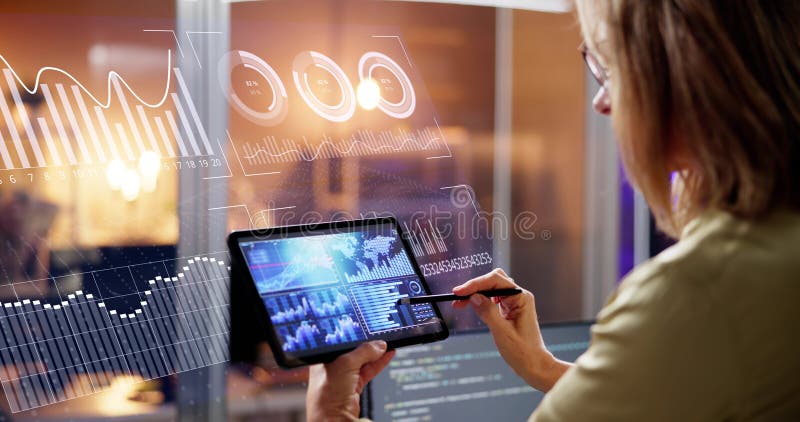 Analytic Analyst Examining Data Stock Image - Image of trends, female ...