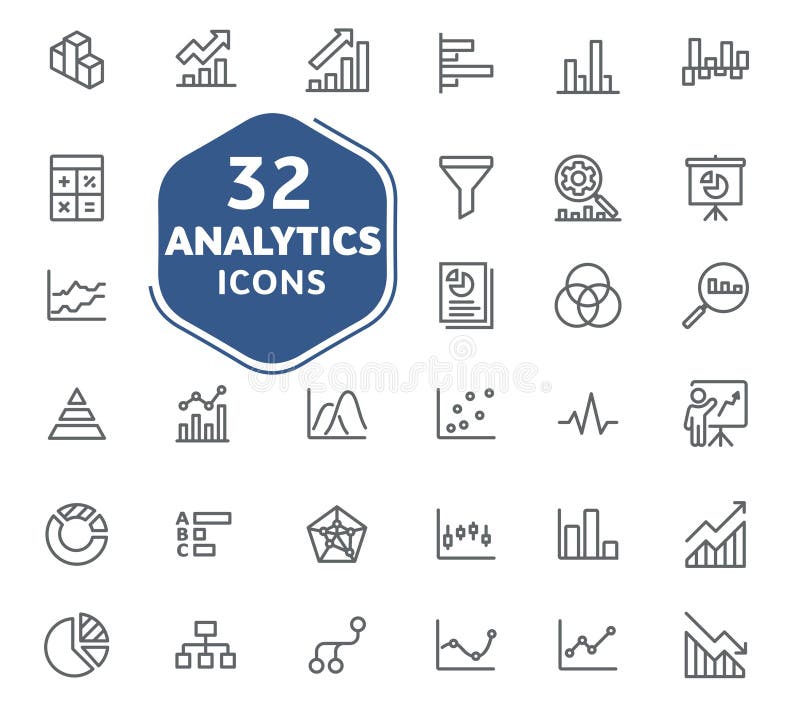 Analytic Icons Collection, Vector. Stock Vector - Illustration of ...