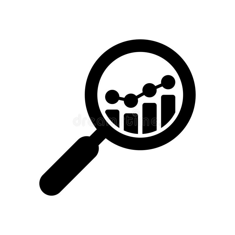 Analytic Icons - Magnifying Glasses with Bar Chart Icons, Analysis Icon ...