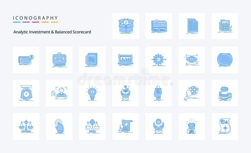 25 Analytic Investment and Balanced Scorecard Blue Icon Pack Stock ...