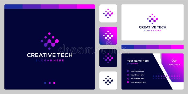 Analytic Logo with Tech Style and Gradient Color. Business Card Stock ...