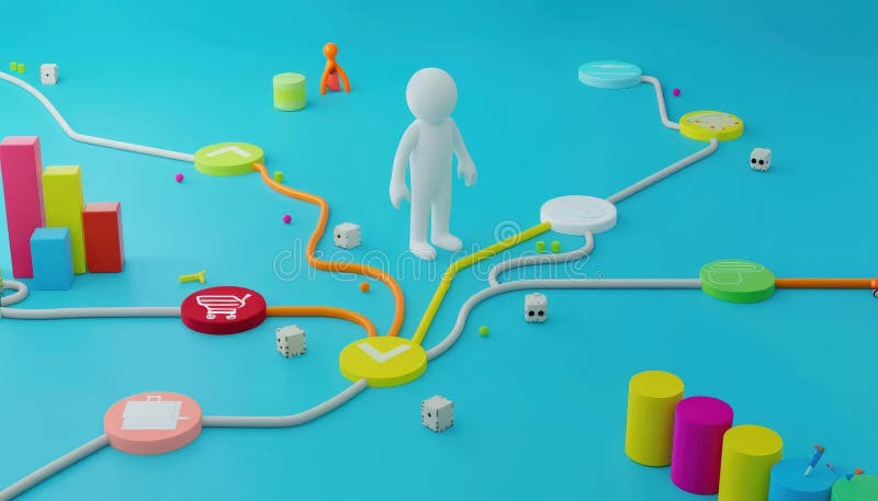 280 Analytical 3D Cartoon Figure Mapping Out an Overarching Longterm ...