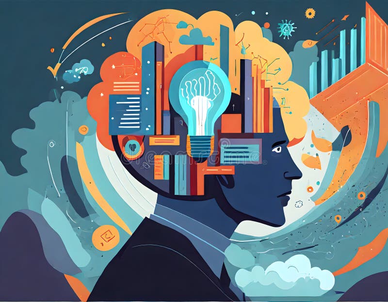 Abstract Analytical Thinking Concept on Digital Art Concept. Stock Illustration - Illustration ...