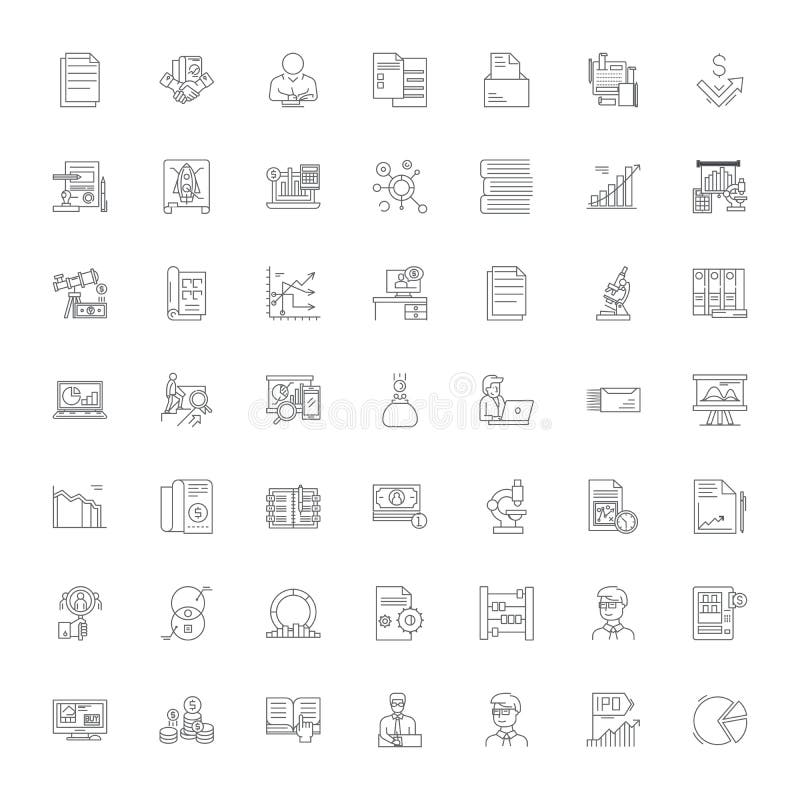 Analytical Tools Linear Icons, Signs, Symbols Vector Line Illustration ...