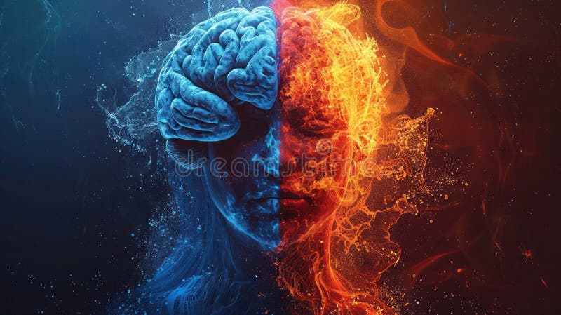 Analytical Vs Creative: Abstract Lines Depicting Left and Right Brain ...