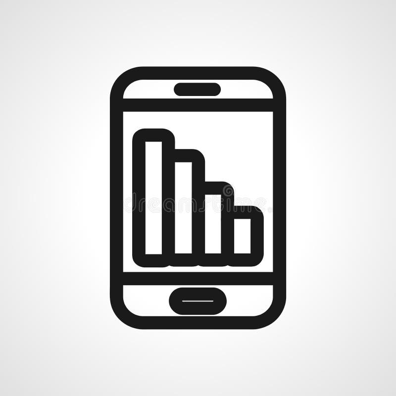 Analytics App Line Icon. Chart on Mobile Phone Isolated Simple Icon ...