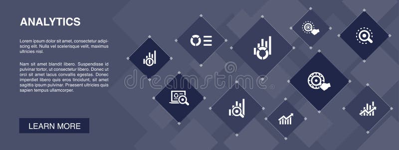 Analytics Banner 10 Icons Concept.linear Stock Vector - Illustration of ...