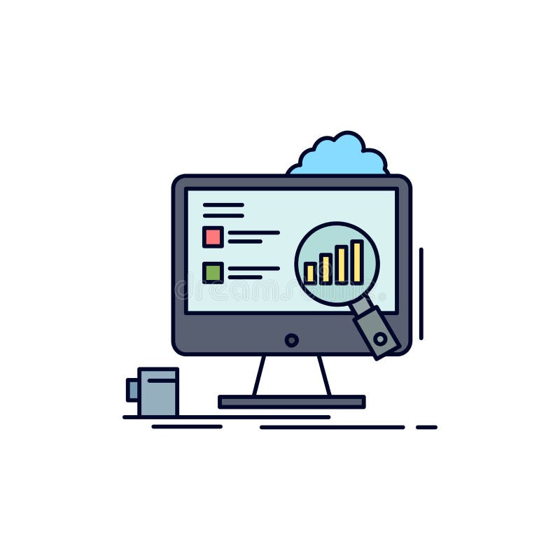 Analytics, Board, Presentation, Laptop, Statistics Flat Color Icon ...