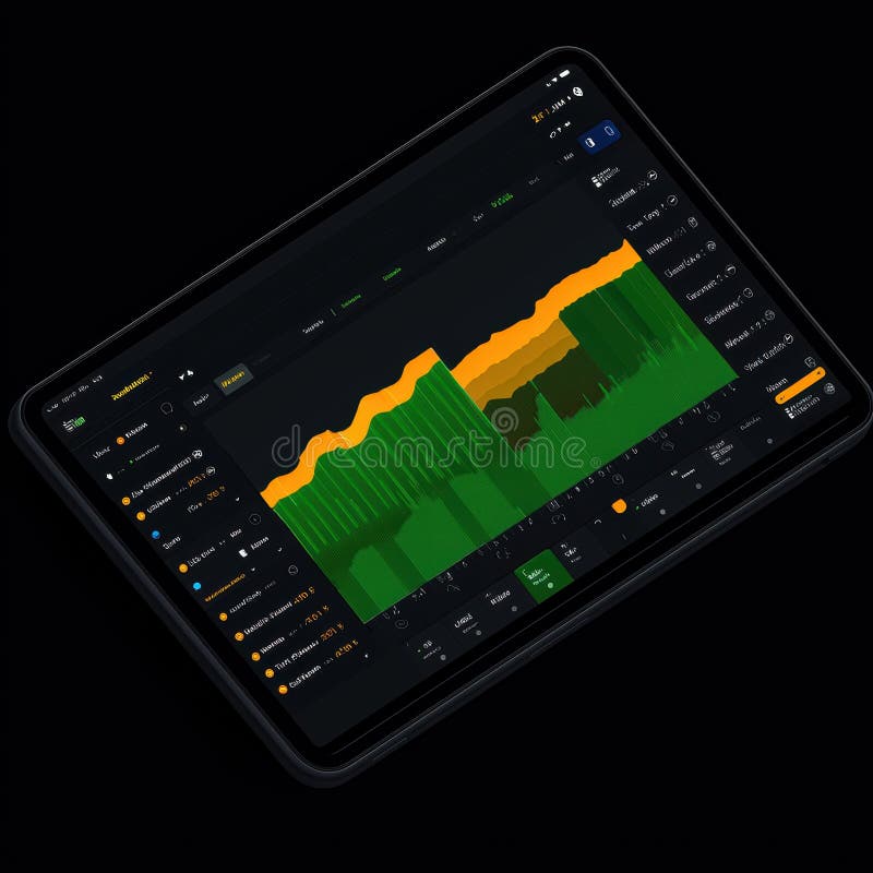 Analytics Dashboard on Tablet with Colorful Data Visualizations Stock ...