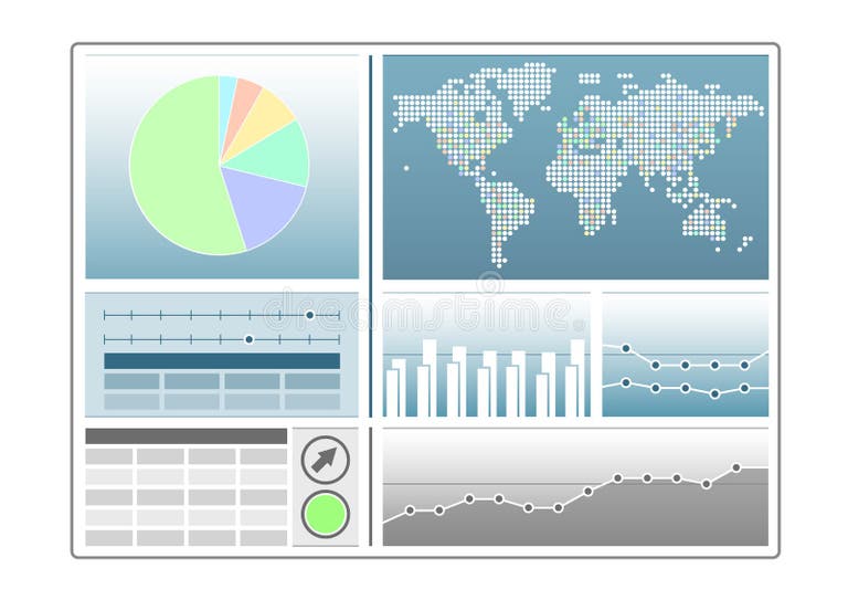 Analytics Dashboard Template with Pie Chart, World Map, Line Chart Stock Vector - Illustration ...