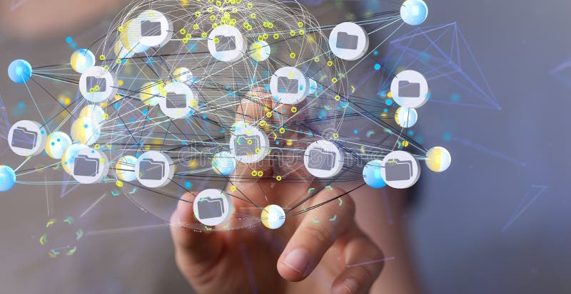 Analytics Data Cloud Storage Network from Lines, Triangles and Particle Style Design Stock Image ...