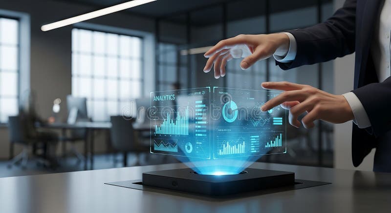Analytics Data Hologram Charts Graphs Business Intelligence Technology ...