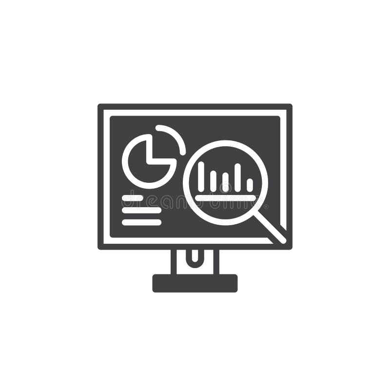Analytics, Desktop Pc with Graphs Icon Vector, Filled Flat Sign, Solid ...