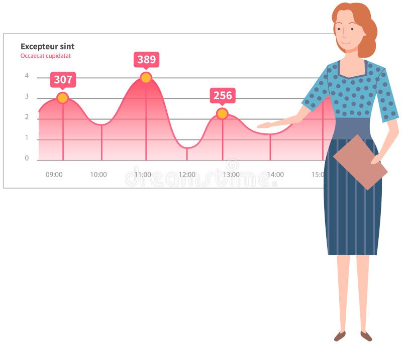 Woman Analyses Digital Report with Statistics. Statistical Indicators ...