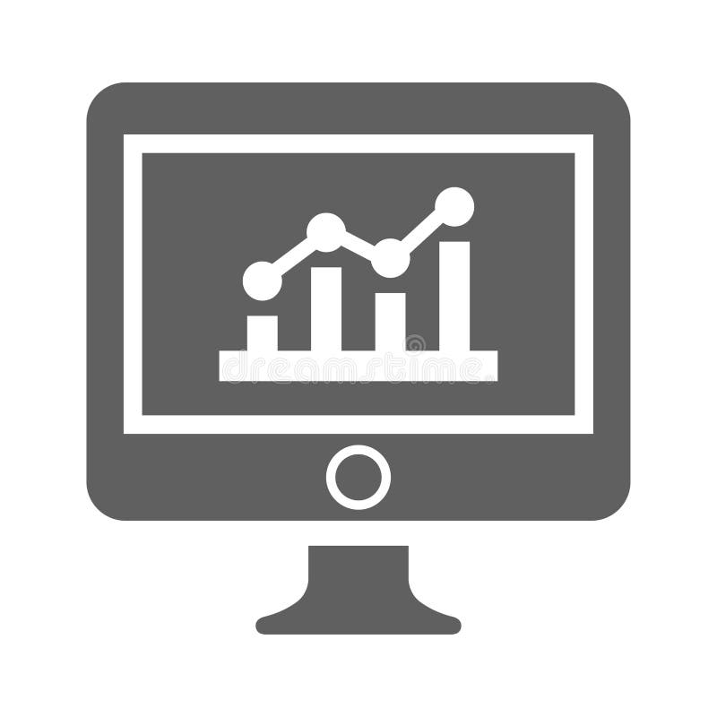 Analytics, Financial Graphs Monitor, Statistics Icon. Gray Vector ...