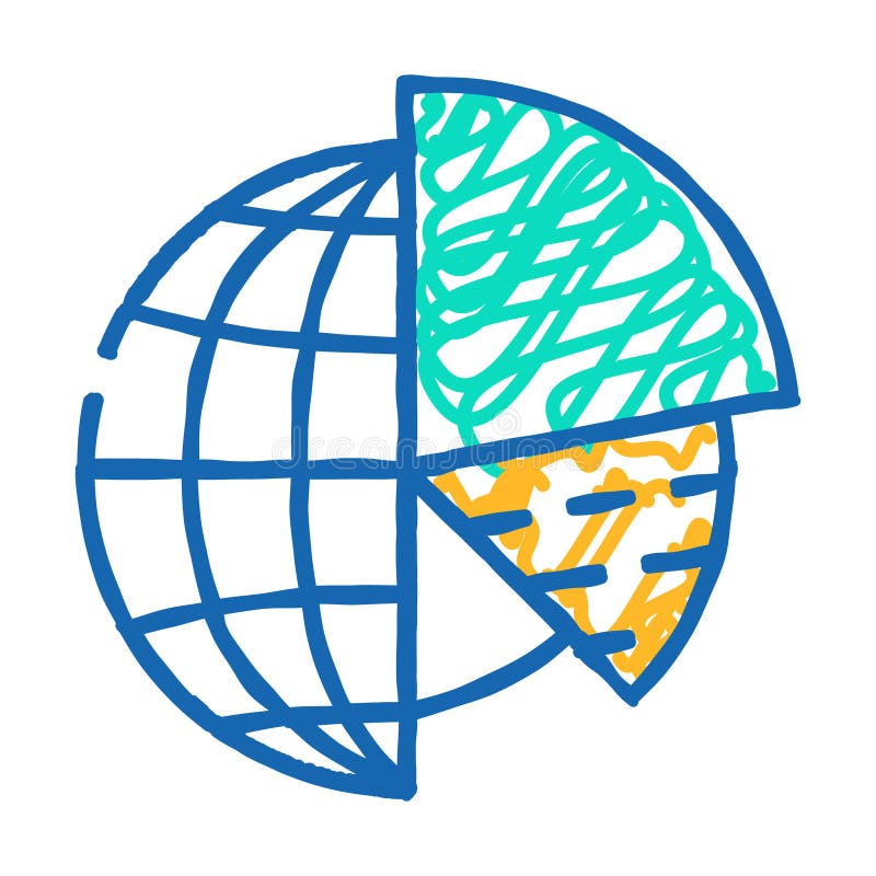 Analytics Globalization Icon Doodle Illustration Stock Vector ...