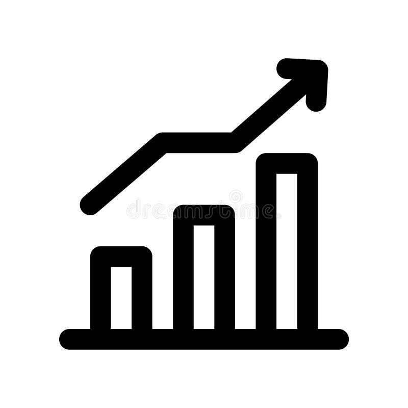 Analytics Icon with Bar Chart and Arrow Stock Vector - Illustration of technology, flat: 259018690