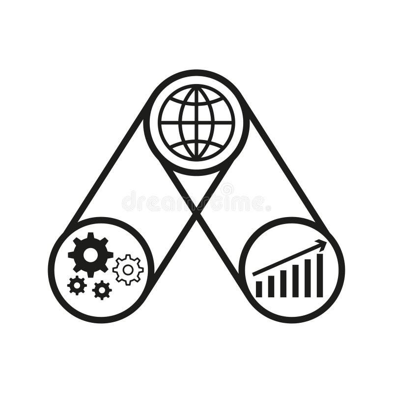 Analytics Icon, Global Business. Growth Chart, Gear Strategy. Vector ...