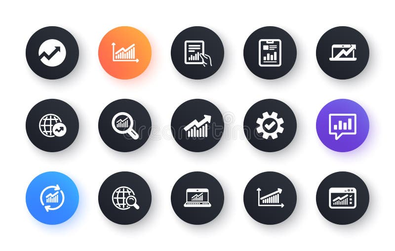 Analytics Icons. Reports, Charts and Graphs. Classic Icon Set. Vector ...