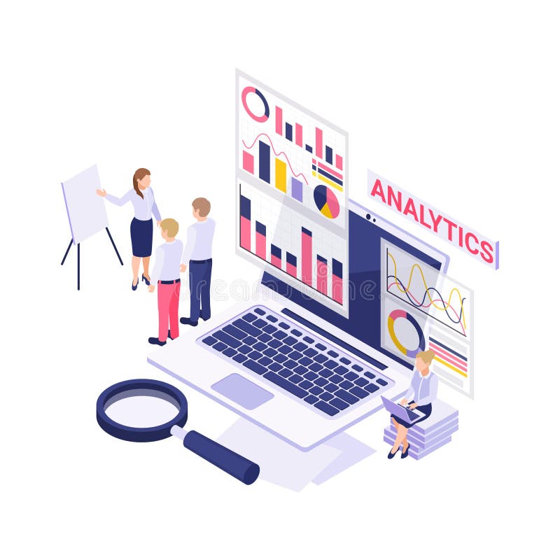 Analytics Isometric Icon stock vector. Illustration of development ...
