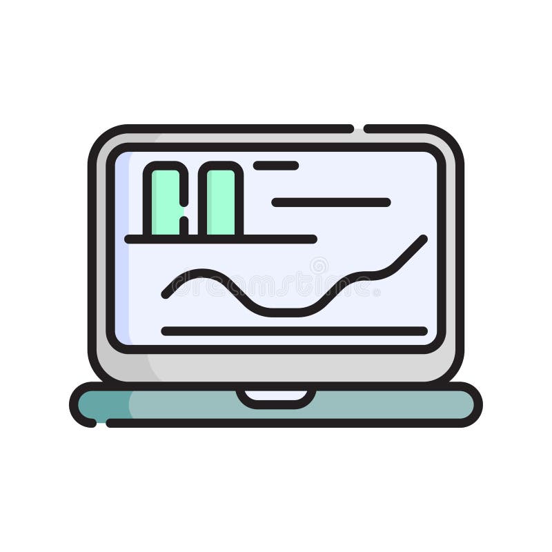 Analytics. Laptop with a Chart on the Monitor. Vector Illustration ...