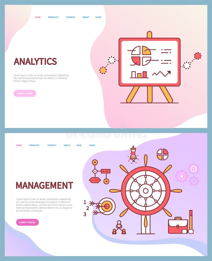 Analytics and Management, Business Online Pages Stock Vector ...