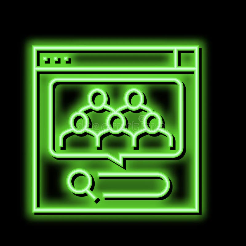Analytics of People Requests in Internet Neon Glow Icon Illustration ...