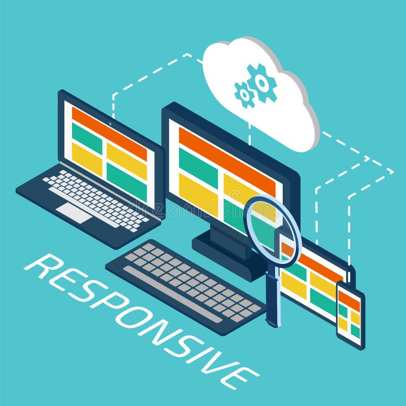 Responsive Pc. Computer Mockup. Mobile Devices Infographics Stock ...