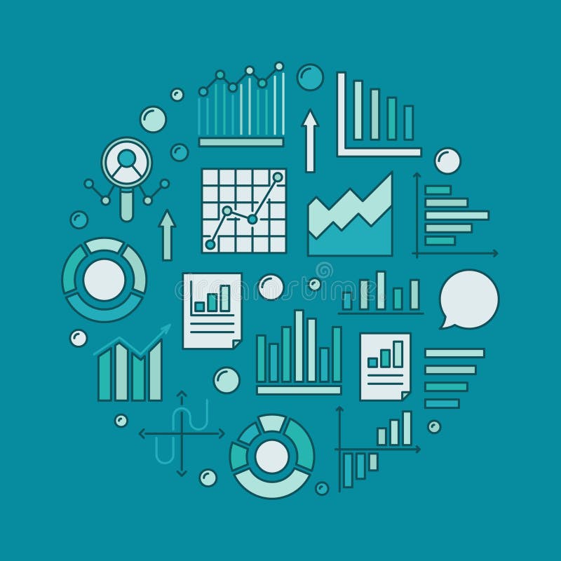 Analytics Round Illustration Stock Vector - Illustration of column ...