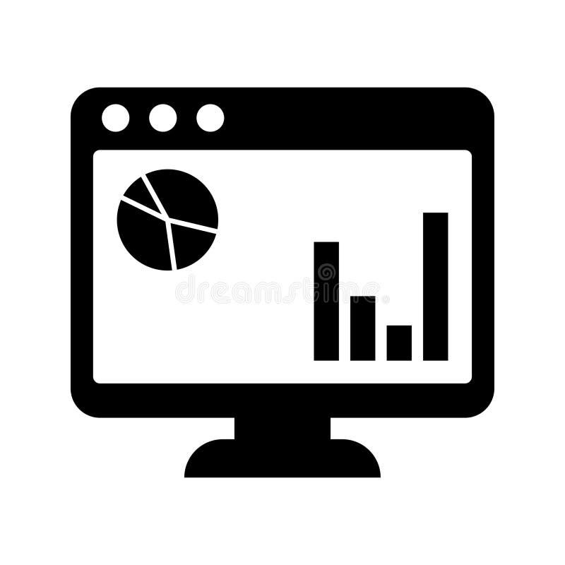 Analytics on Screen Glyph Black Icon Stock Vector - Illustration of ...