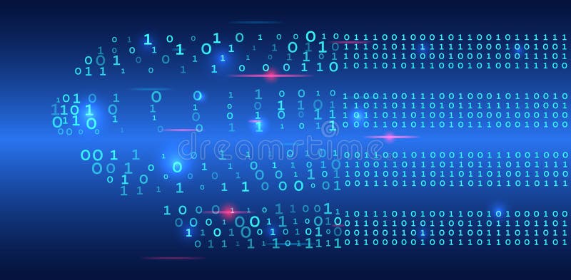 Analytics, Sorting, Structuring, Transferring Information. Blue Background with Data Flow ...