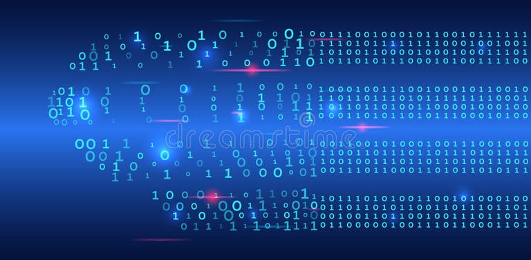 Analytics, Sorting, Structuring, Transferring Information. Blue Background with Data Flow ...